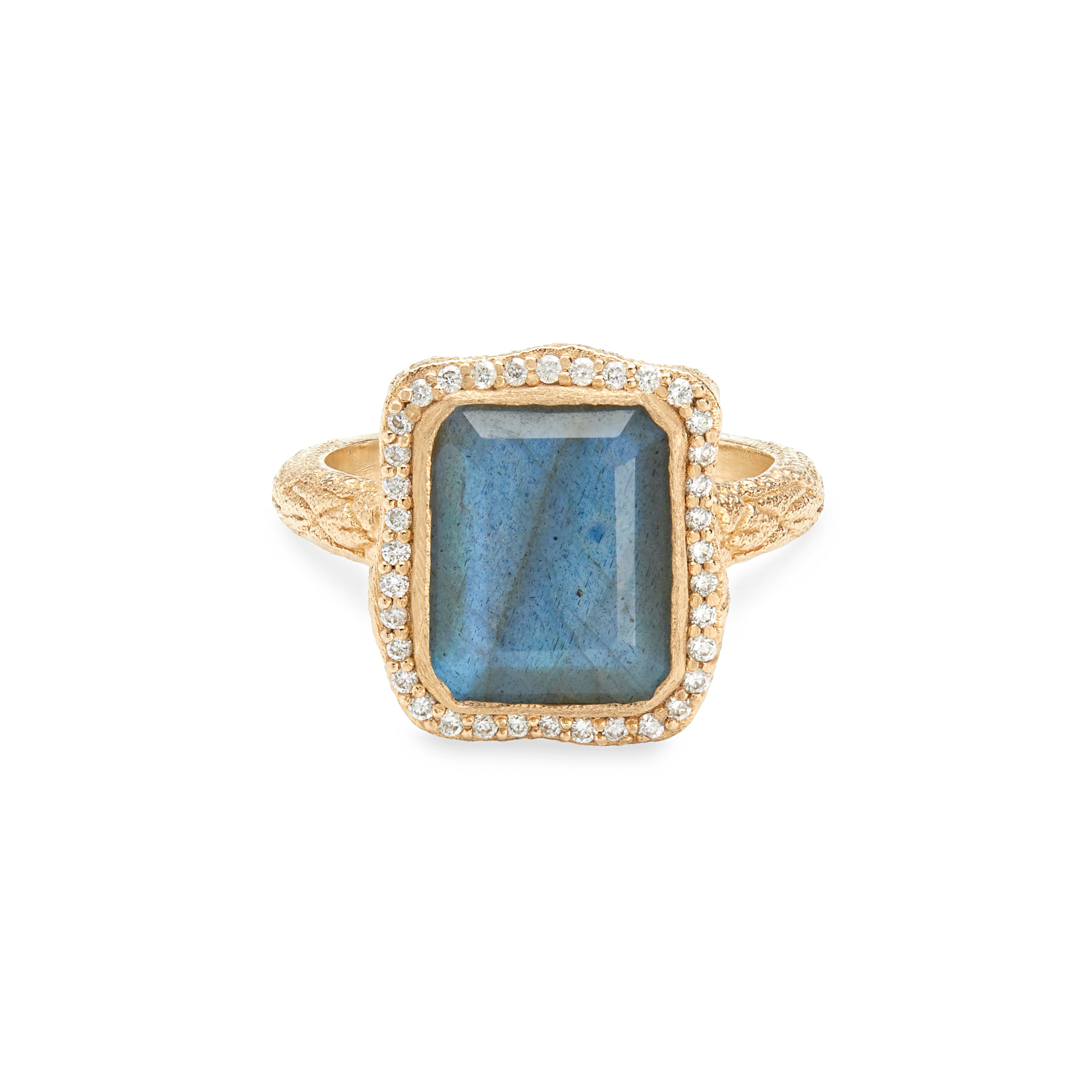 14k Yellow/White Gold Emerald Cut Labradorite Ring With Diamonds – Amer ...